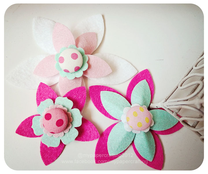 Felt Flower With Button Centered on Luulla